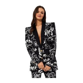 Camilla Schwarzer Spirit Scribble Muster Blazer - - Jackets - Damen - Schwarzk - M