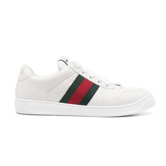 Gucci Wei&szlig;e Leder-Sneaker mit Logo-Details - - Shoes - Herren - Wei&szlig; - 43 1/2 EU