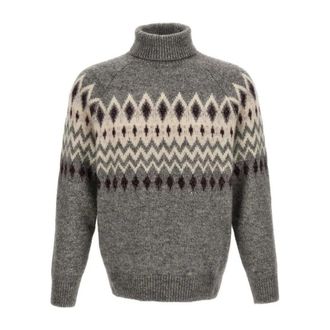 Brunello Cucinelli Homme, Pulls, Gris, Taille: XL Mso504303 Pull &agrave; col roul&eacute;