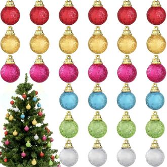 Syhood 36 St&uuml;ck Weihnachten Ornamente Mini Glitzer Kugeln, 1 Zoll Mehrfarbig Schaum Kugel H&auml;ngende Deko Mini Weihnachtsbaum Dekorationen Kleine Weihnachtsdek