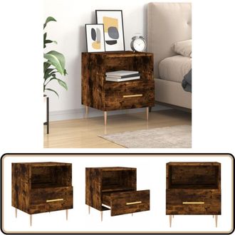 vidaXL Nachttisch R&auml;uchereiche 40x35x47,5 cm Holzwerkstoff - Nachttisch - Beistelltisch - Wohnzimmerm&ouml;bel - Holzm&ouml;bel - Massivholzm&ouml;bel