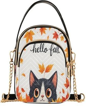 Mnsruu Sac &agrave; bandouli&egrave;re en cuir pour femme Motif feuille d&eacute;rable