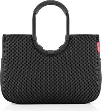Reisenthel loopshopper L - Sac solide avec compartiments pratiques en bouteilles PET recycl&eacute;es - Design charmant et imperm&eacute;able dor&eacute;, Maille noire, L