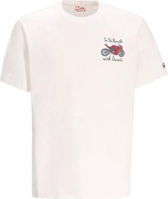 MC2 Saint Barth T-Shirt mit Motorrad-Print - Wei&szlig;