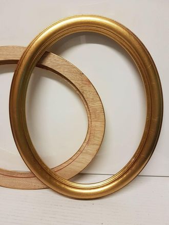 Generico Rahmen Oval IN Holz Gold Blatt für Kader, Foto, Drucke, Poster und so Weiter. Italiane Größe Intern CM 7X9