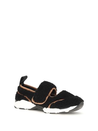 Marni Womens Mary Jane Shearling Sneakers Black