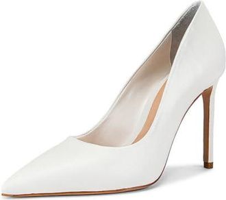 Generic Escarpins à Talons Hauts et Bout Pointu pour Femmes, Chaussures Mariage Blanches élégantes et Simples à Talons Aiguilles Grande Taille à Bout Fermé à 