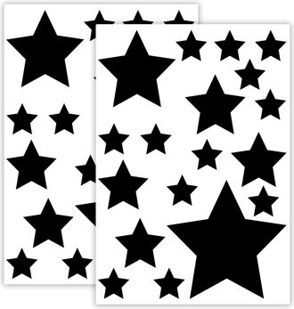 Sticker Genie STERNEN SET Kinderzimmer 36 Stück Sterne Aufkleber Sternenhimmel zum Kleben Stern Wandtattoo Wandaufkleber Sticker Wanddeko (Schwarz)