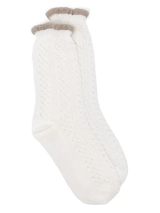 Forte_Forte Socken mit Rüschen - Weiß