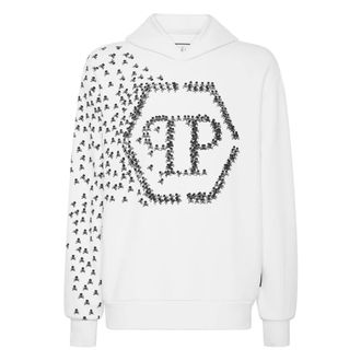 Philipp Plein Homme, Sweatshirts et sweats &agrave; capuche, Blanc, Taille: L Hooded SweaT-shirt Skull&Bones
