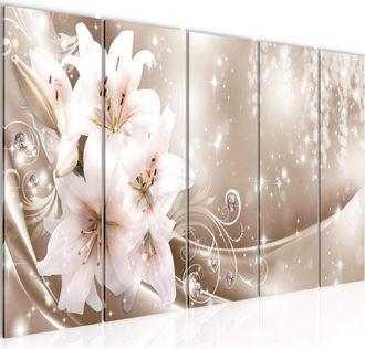 Runa Art Bild Blumen Lilien Wandbilder auf Vlies Leinwand 5 Teilig Wanddekoration Wohnzimmer Schlafzimmer 016856b