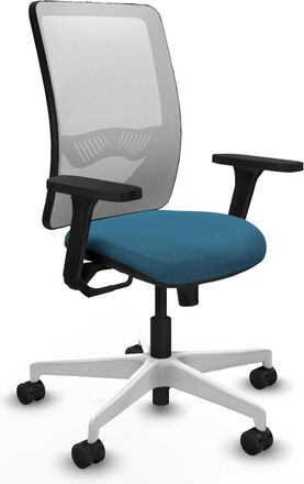 Piqueras y Crespo Remote-Arbeitsstuhl Zulema mit 3D-Armen, h&ouml;henverstellbare Lendenwirbelst&uuml;tze, ausgestattet mit Sincro 3 Positionen und Schneidschaum, Wei&szlig;/Petrolgr&uuml;n