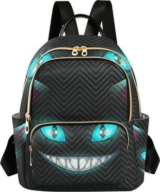 Mnsruu Mini sacs à dos pour femmes filles Cheshire Chat Noir Sac à dos tendance pour femme, A002913, M
