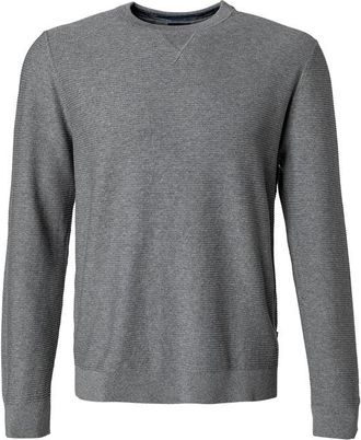 Olymp Herren Pullover grau Baumwolle unifarben