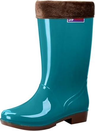 Generic MEIbax Botte de Pluie Femme Imperm&eacute;ables Antid&eacute;rapant L&eacute;g&egrave;res Hautes Bottes de Pluie Caoutchouc Chaussures Chaude Polaire Confortable Bottes de Jardin