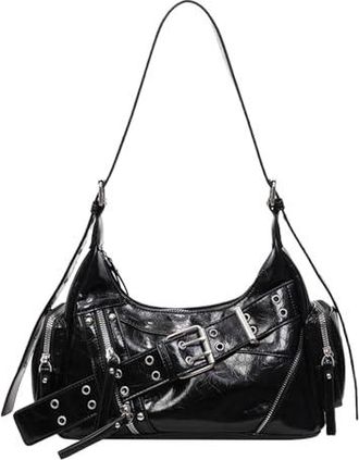 Generic Kexpery Sac &agrave; Bandouli&egrave;re Y2K PU Femme Style Punk avec Boucle de Ceinture Sac de Voyage, Shopping, Quotidien