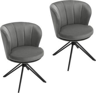 Woltu Woltu - Lot de 2 Chaises Pivotantes Salle &agrave; Manger Si&egrave;ge Rembourr&eacute;, Pieds M&eacute;talliques, Chaises de Cuisine en Velours, Gris Fonc&eacute;