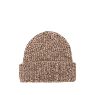 Soft Goat Ribbed-knit Beanie Hat