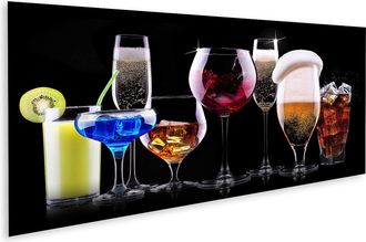 Islandburner Bild auf Leinwand Verschiedene Alkoholische Getr&auml;nke Set Bier Wein Cocktail Saft Champagner Scotch Bilder Wandbilder Poster