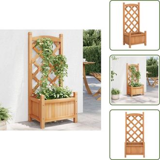 vidaXL The Living Store - Jardini&egrave;re avec treillis marron bois massif de sapin - Jardinierre En Bois - Jardini&egrave;re Avec Treillis - Pot De Fleurs Ext&eacute;rieur