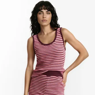 La Redoute Collections D&eacute;bardeur Ray&eacute; Col Rond En Grosse Maille