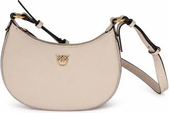 Pinko Pinko, Femme, Sacs, Beige, Taille: ONE Size Sac bandouli&egrave;re mini en cuir demi-lune