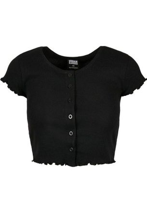 Urban Classics Kurzarmshirt Urban Classics Damen Ladies Cropped Button Up Rib Tee (1-tlg)