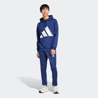 adidas Trainingsanzug ADIDAS SPORTSWEAR BIG LOGO HOODED, Herren, Gr. XXL, blau (dunkelblau), Obermaterial: 100% Polyester, Sportanz&uuml;ge Trainingsanzug, Set au