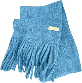 Generic &Eacute;charpe en tricot m&eacute;lang&eacute; luxueux pour une longue frange &eacute;l&eacute;gante pour lhiver douce et chaude pour un confort quotidien, bleu, Taille unique