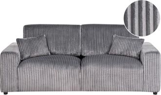 Beliani Beliani - Sofa Grau Cord Jumbo Cord 3- Sitzer Bequemes Wohnzimmer Modern Retro