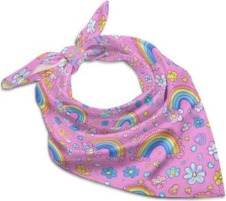 Generic Écharpe carrée en soie florale arc-en-ciel légère et colorée pour cheveux, foulard respirant, cadeau pour homme et femme, multicolore, 60x60cm