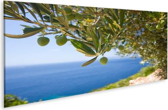 Islandburner Bild auf Leinwand ein Olivenbaum auf dem Meeresgrund Wandbild Leinwandbild Kunstdruck Poster 120x40cm - Panorama
