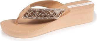 Isotoner Tongs femme à talon de 4 cm, ultra confortables, 39 EU, beige