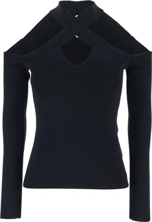Federica Tosi Femme, Tops, Noir, Taille: 36 FR Maglia Scollo Incrociato