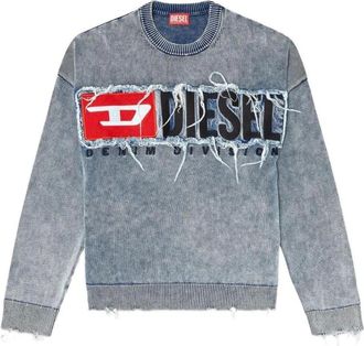 Diesel Femme, Sweatshirts et sweats &agrave; capuche, Bleu, Taille: 40 FR SweaT-shirt Logo Effet Us&eacute;