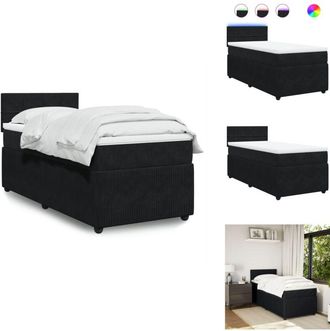 vidaXL Boxspringbett mit Matratze Schwarz 90x190 cm Samt - Boxspringbett - Boxspringbetten - Bett - Bett Mit Stauraum