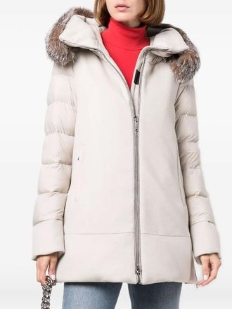 Moorer doudoune à col bordé de fourrure - Tons neutres