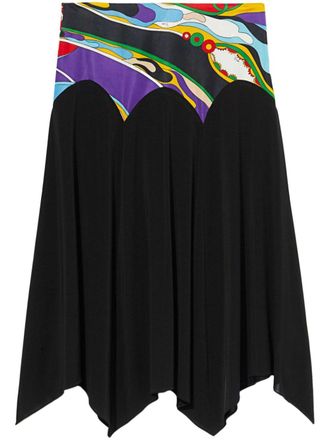 Pucci jupe mi-longue à imprimé Orchidée - Noir