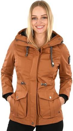 Marikoo B931 Parka &agrave; capuche pour femme - Coupe-vent et imperm&eacute;able - L&eacute;g&egrave;rement doubl&eacute;e, Cannelle, XL