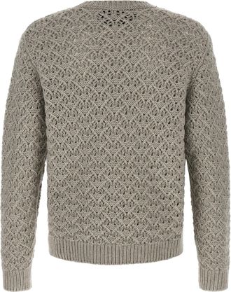 Valentino Garavani Openwork Diamond-Knit Virgin Wool Sweater - Beige