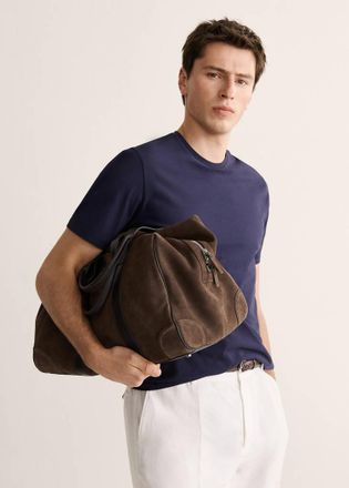 Mango Sac &agrave; dos d&eacute;tails simili-cuir marron - Homme - Taille unique - MANGO MAN