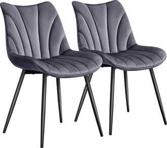Yaheetech Esszimmerstühle 2er Set,Polsterstühle Esszimmer mit Rückenlehne,für Wohnzimmer Küche Esszimmer,Sitzfläche aus Samt,mit Metallbeinen,bis 150 kg belastb