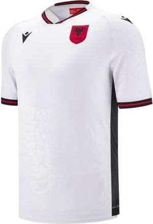 Macron Maillot De Match Ext&eacute;rieur Adulte &Egrave;quipe Albanie FSHF (FR/ES, Alpha/Lettres, S, Taille Normale, Taille Normale, Blanc)