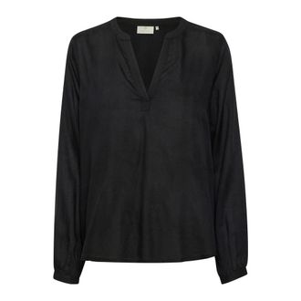 Kaffe Schwarze Tiefe Bluse mit V-Ausschnitt - - Blouses & Shirts - Damen - Schwarzk - 2XL