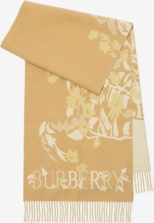 Burberry Breiter Kaschmirschal mit Blumenmuster und EKD-Motiv