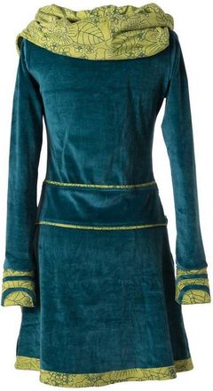 vishes Midikleid Samtkleid warm mit gro&szlig;em Kapuzenkragen Ethno, Hippie, Goa, Elfen Style