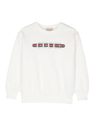 Gucci Logo-Embroidered Cotton Sweatshirt - White