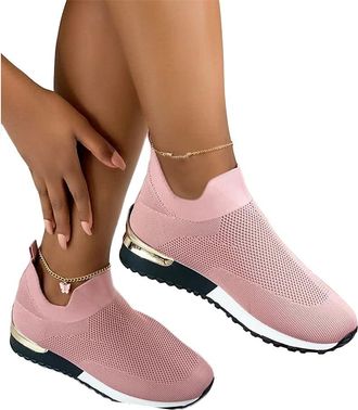 ORANDESIGNE Sneaker Damen Beiläufige Sportschuhe Atmungsaktive Turnschuhe,Sneaker Frauen Mesh Schuhen Sommer Herbst Turnschuhe B Rosa 42 EU
