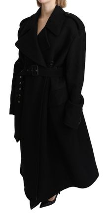 Dolce & Gabbana Womens Virgin Wool Black Blazer Trenchcoat Jacket Clothing