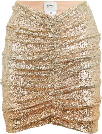 Pinko Pinko, Femme, Jupes, Jaune, Taille: 40 FR Minijupe &agrave; sequins